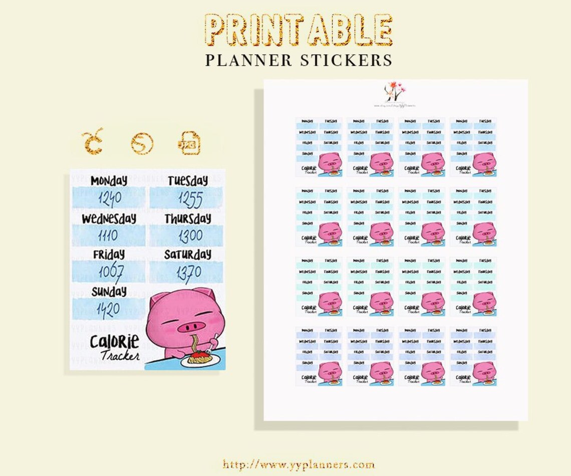 Printable Weekly Calorie Stickers Calorie Tracker Meal - Etsy