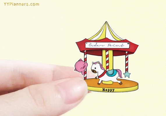 Printable Cute Carousel Stickers Merry-go-round Amusement - Etsy