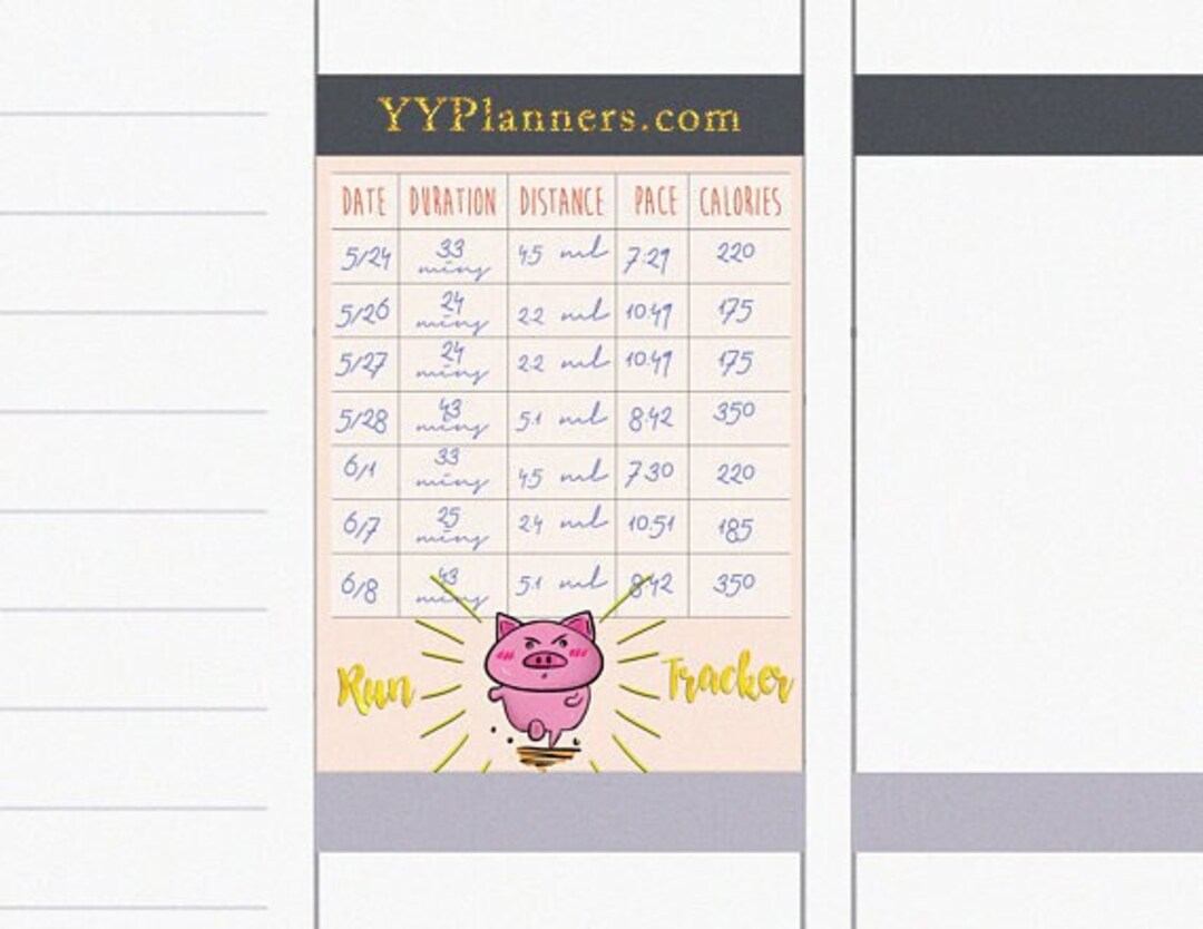 Printable Run Tracker, Running Stickers, Gym Stickers, Workout Stickers ...