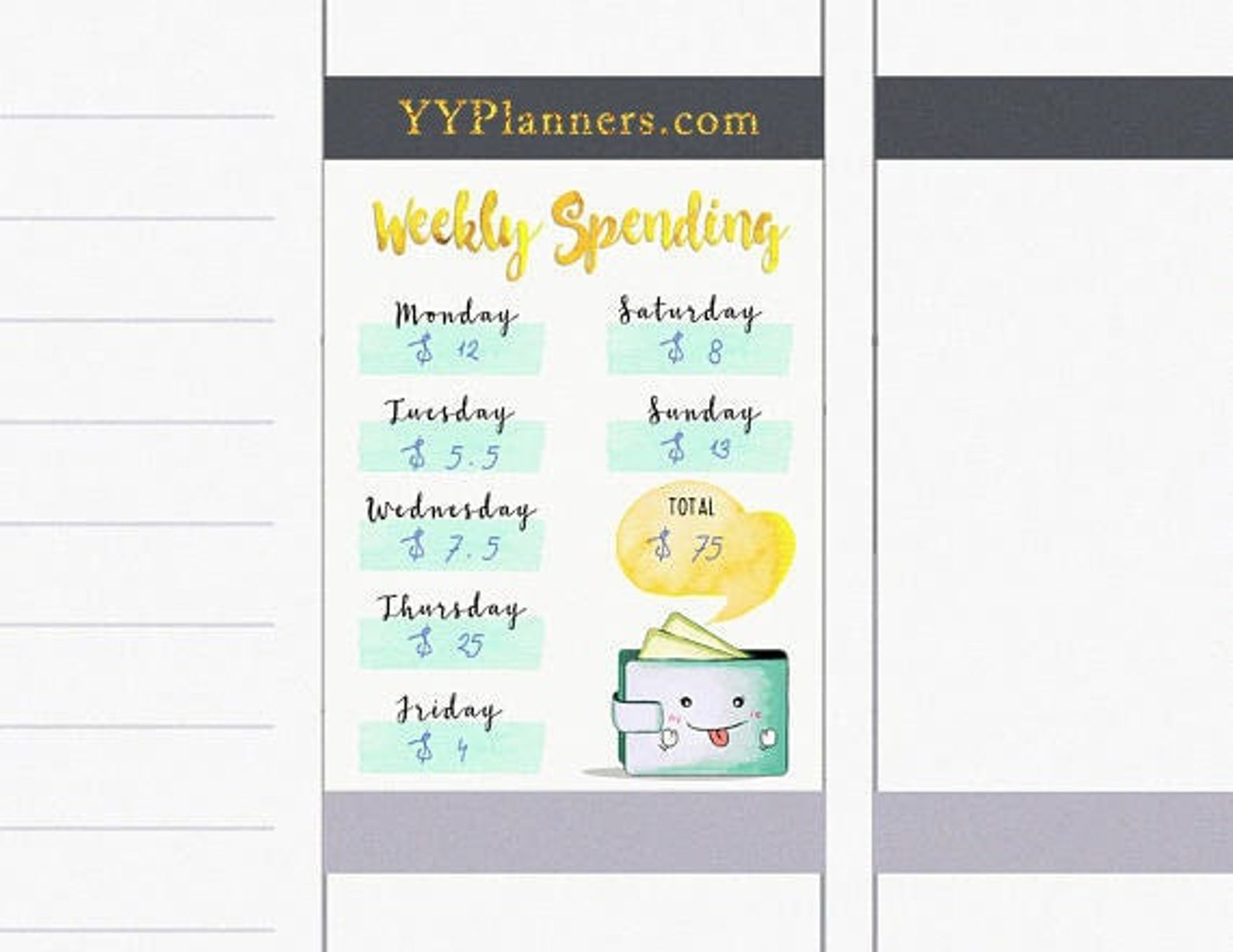 Printable Weekly Spending Stickers Spending Tracker Cute - Etsy