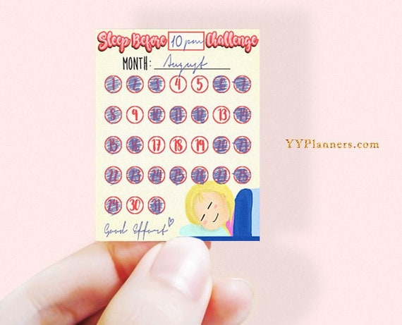 Printable Sleep Early Challenge Stickers Sleep Tracker | Etsy