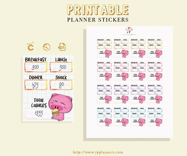 Printable Daily Calorie Stickers Calorie Tracker Meal - Etsy