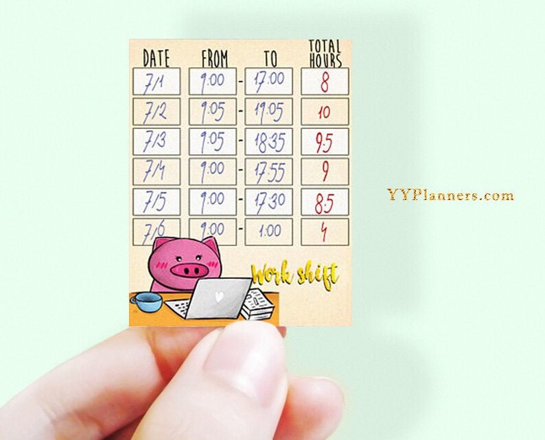 Printable Cute Work Shift Tracker Stickers Work Schedule - Etsy
