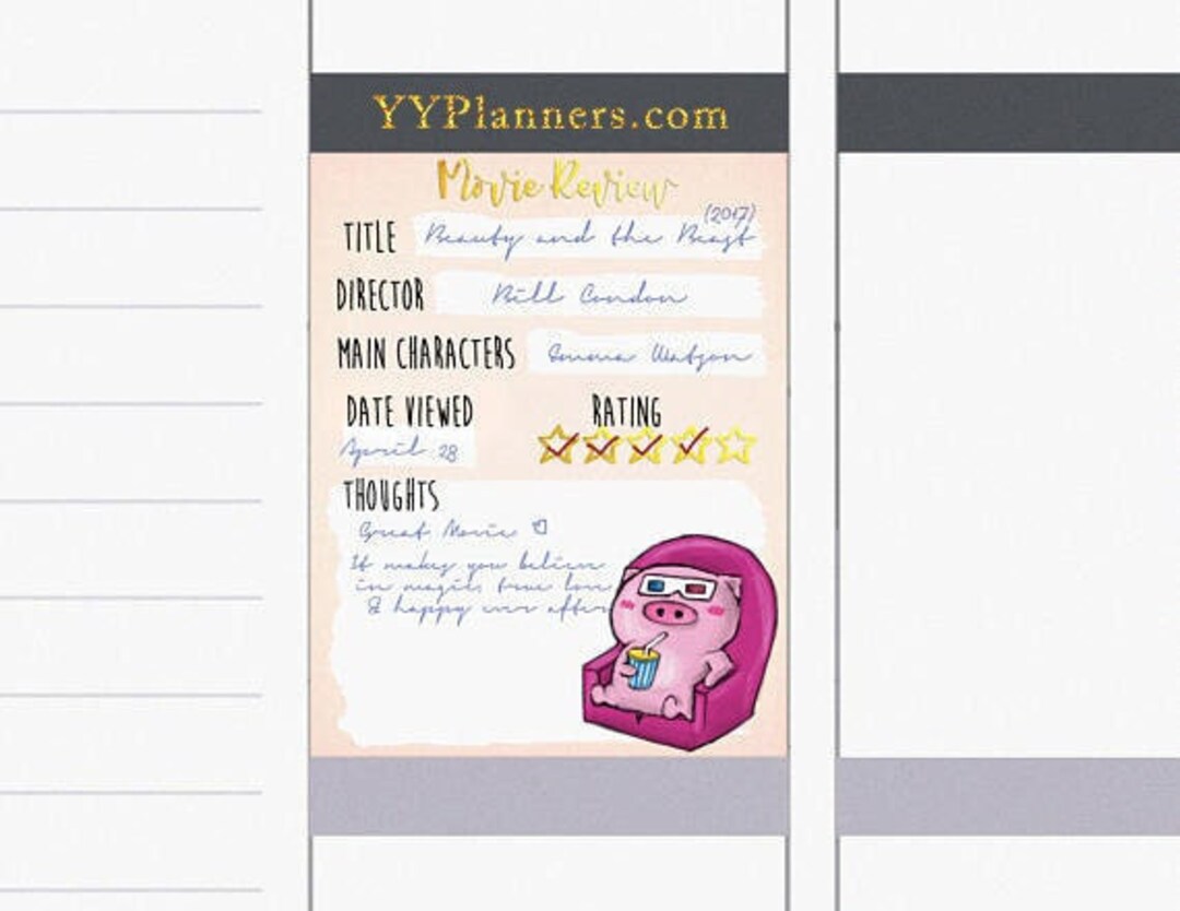 Printable Cute Movie Review Stickers, Movie Night Stickers, Popcorn ...