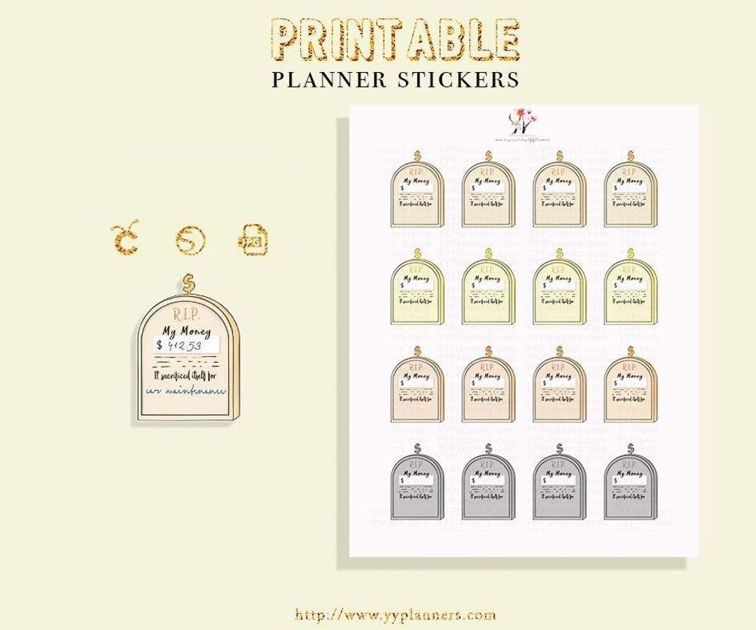 Printable RIP My Money Sassy Stickers, Silhouette & Cricut Cut Files ...