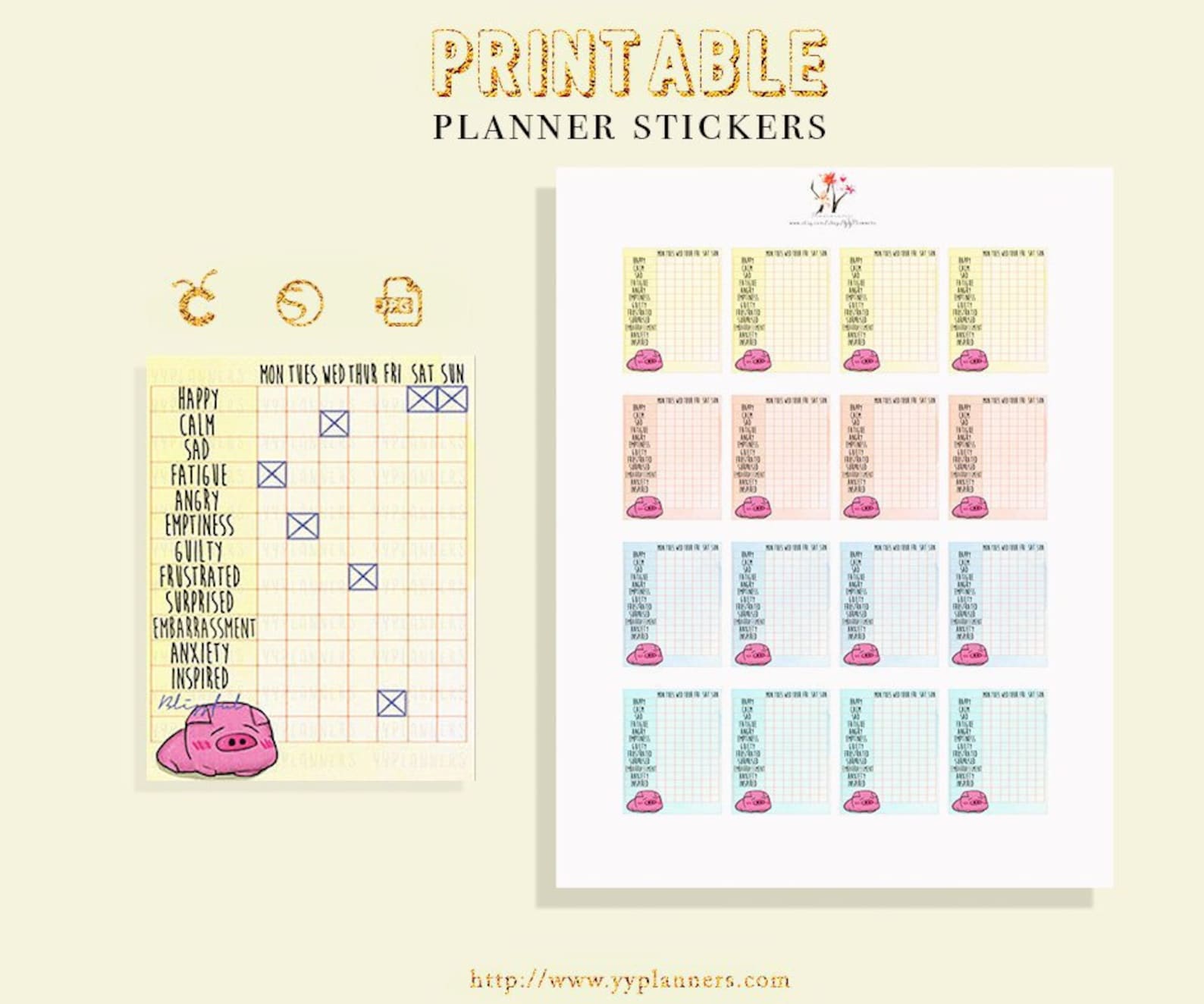 Daily Mood Tracker Erin Condren Planner Stickers Printable - Etsy