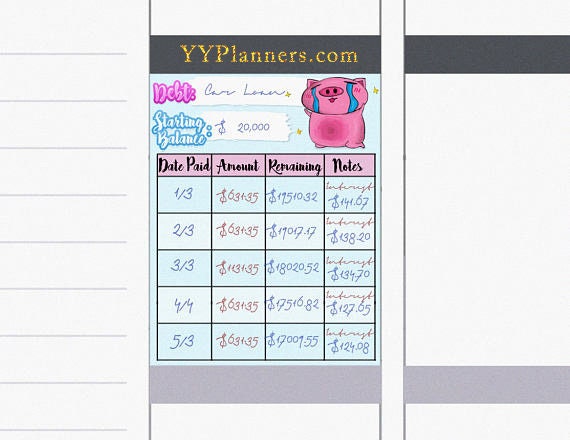 Printable Debt Tracker Bill Due Stickers Finance Stickers | Etsy