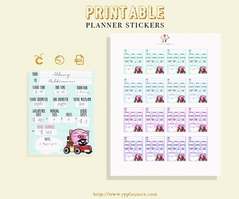 Printable Road Trip Stickers Driving Stickers Mileage | Etsy