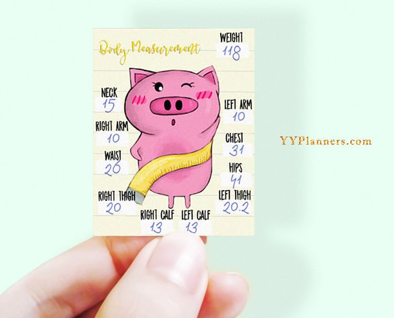 Printable Body Measurements Kawaii Stickers Fitness Stickers - Etsy