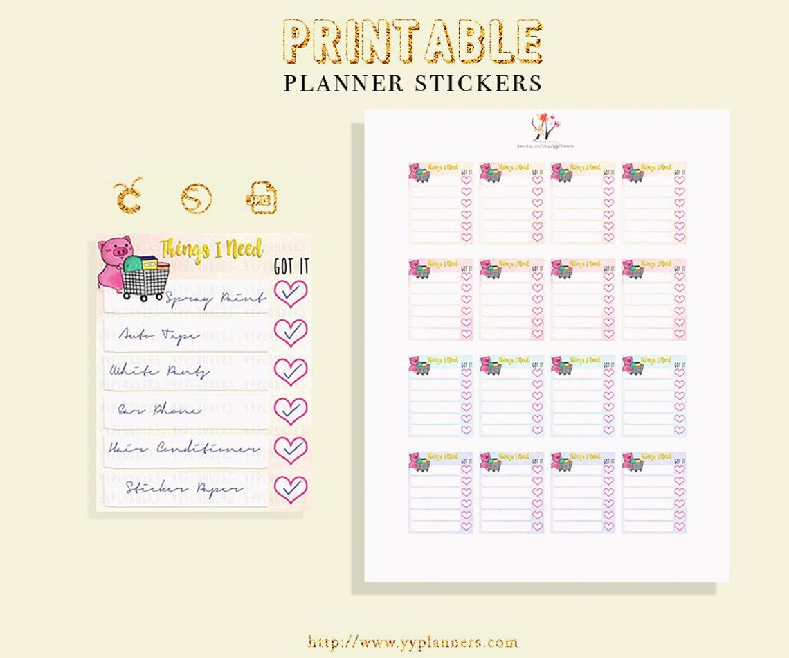 Printable things I Need Heart Checklist Stickers - Etsy