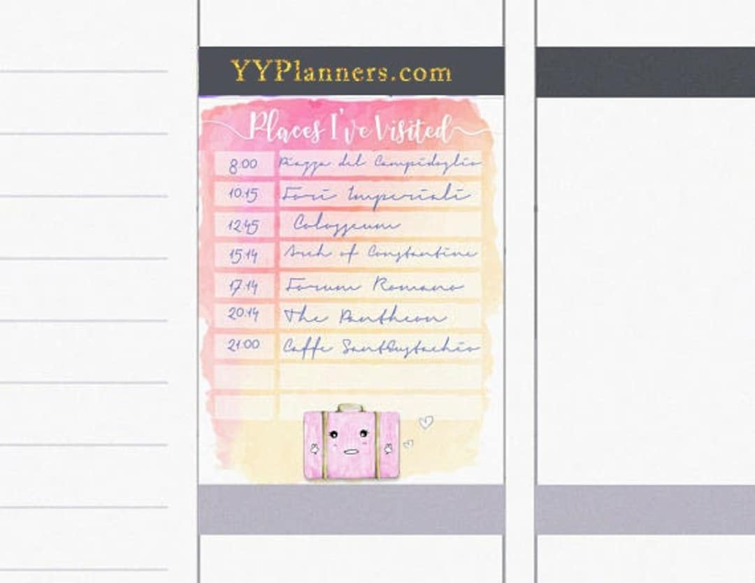 Printable places I've Visited Travel Itinerary Sticker, Vacation ...