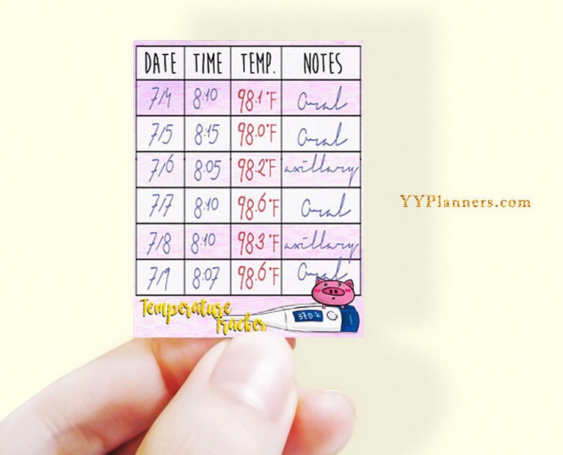Printable Body Temperature Tracker Thermometer Stickers | Etsy
