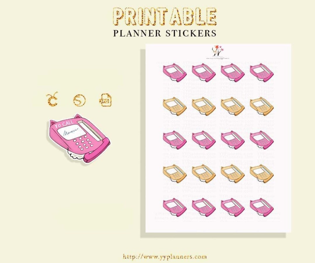 Printable to Call Stickers, Kawaii Call Reminder Stickers, Telephone ...