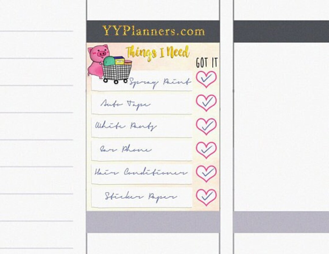 Printable things I Need Heart Checklist Stickers, Checkbox Stickers ...