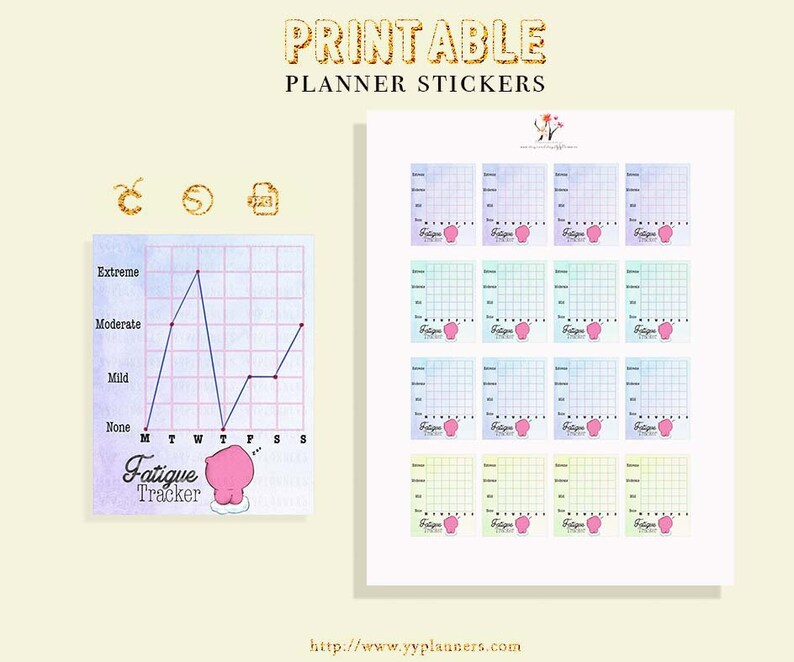 Printable Fatigue Tracker Stickers Tired Stickers Exhausted - Etsy