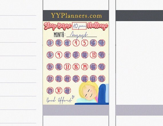 Printable Sleep Early Challenge Stickers Sleep Tracker - Etsy