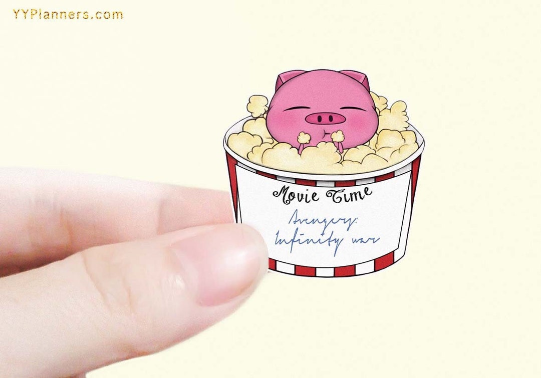 Printable Kawaii Movie Time Stickers, Theater Stickers, Cinema Stickers ...