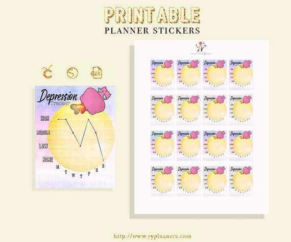 Printable Depression Tracker Stickers Loneliness & Sadness - Etsy