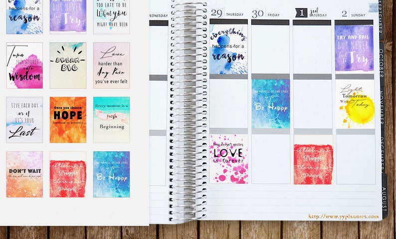Printable Watercolor Quotes Stickers Happy Planner - Etsy