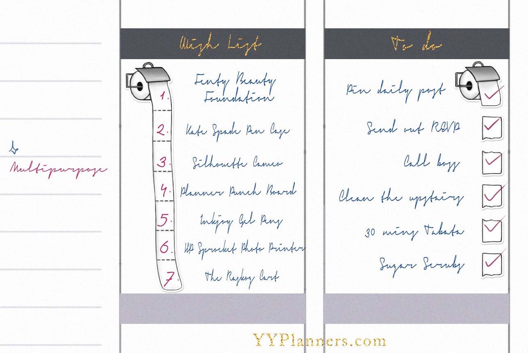 Printable Toilet Paper Checkbox Stickers, Checklist Planner Stickers ...