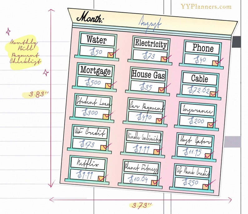 Household Bills Stickers Bill Tracker Printable Utilities - Etsy