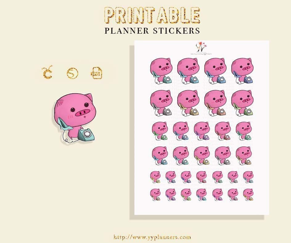 Printable Cute Phone Call Stickers Telephone Phone Planner | Etsy
