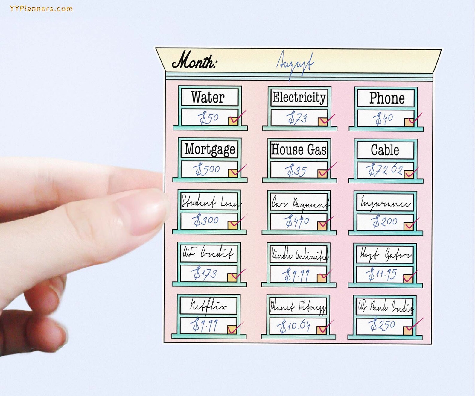Household Bills Stickers Bill Tracker Printable Utilities - Etsy