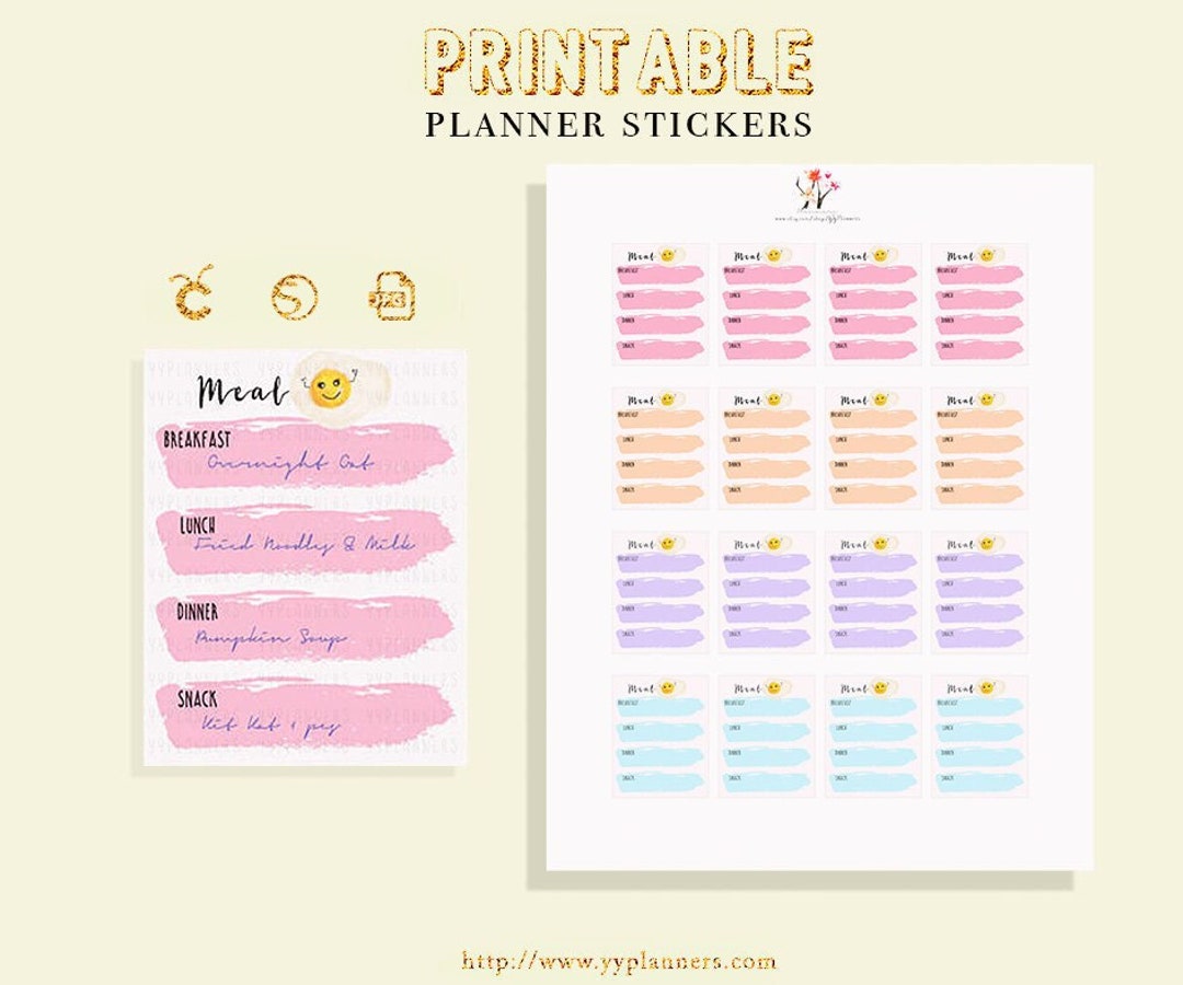Printable Meal Plan Stickers, Meal Tracker, Healthy Stickers, Hydrate ...