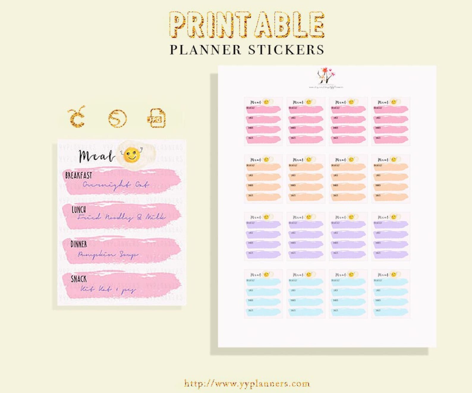 Printable Meal Plan Stickers, Meal Tracker, Healthy Stickers, Hydrate ...