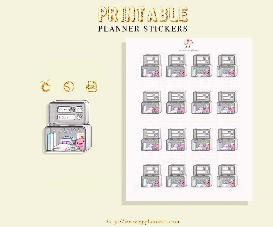 Printable Rent /mortgage Payment Due Stickers, House Planner Stickers ...