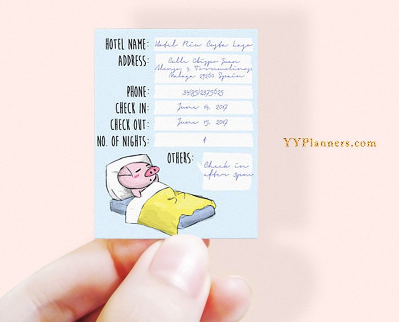 Printable Hotel Info Stickers, Travel Planner Stickers, Vacation ...