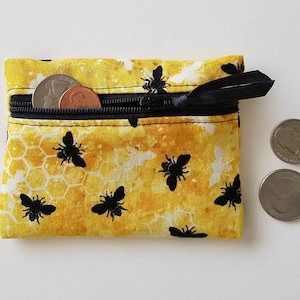 Bees Coin Purse Small Pouch Zipper Pouch Zipper Wallet - Etsy