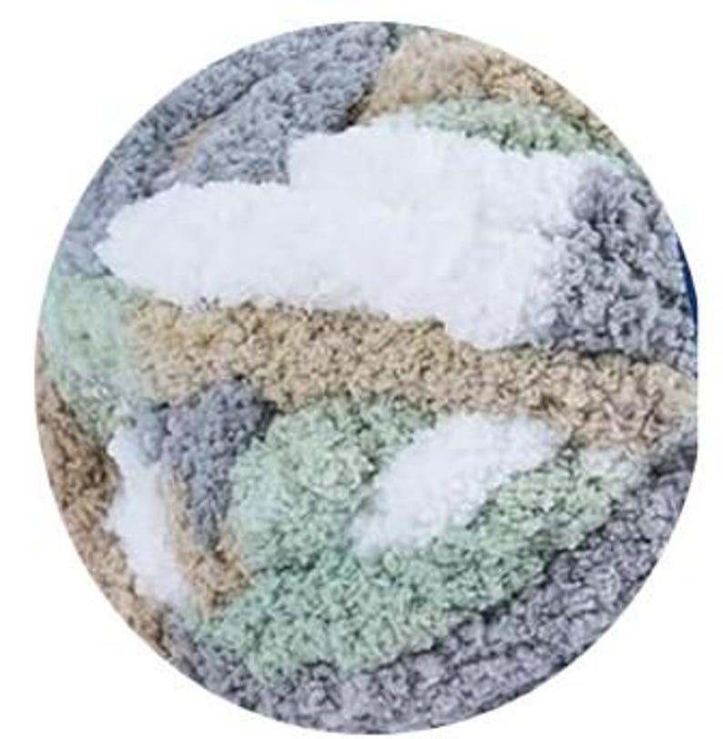 Multi-color in One | Khaki, Sage, Cream, Grey | Chunky Chenille Yarn ...