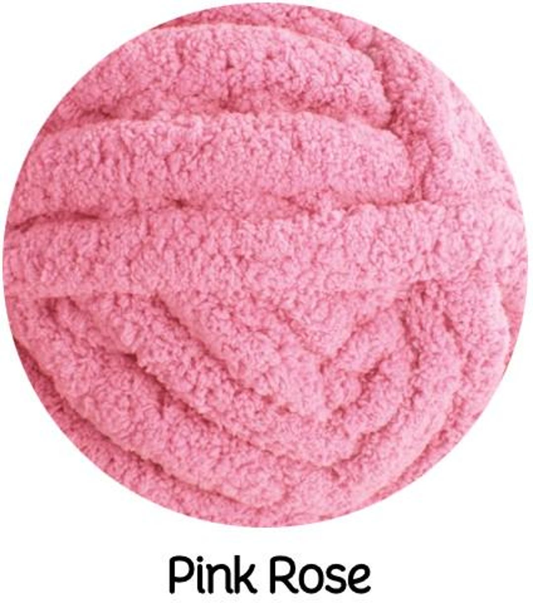Pink Rose Thick Fluffy Chunky Chenille Yarn Jumbo 7 | 8oz | 26 Yards ...