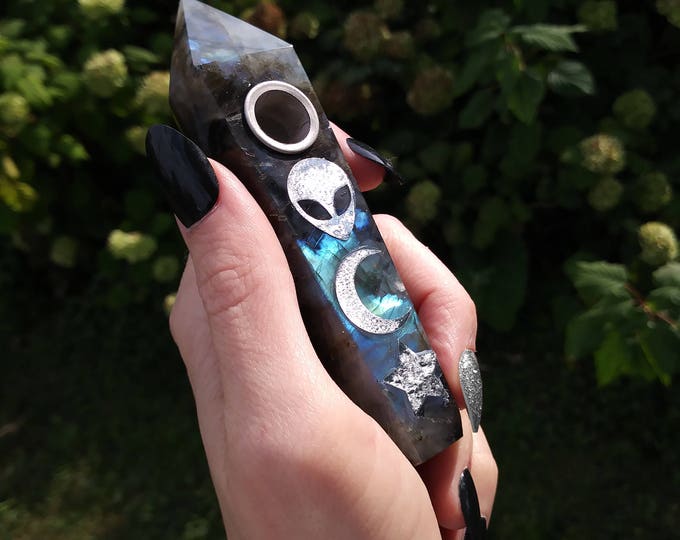 CRYSTAL PIPE - Labradorite Celestial Pipe, Smoking Pipe, Smoking Bowl ...