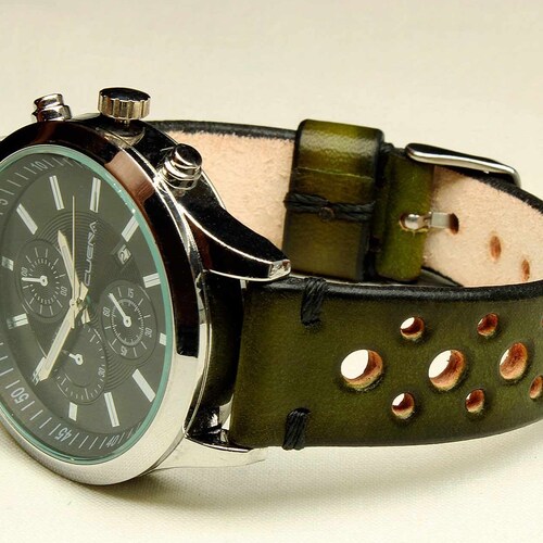 Handmade Rally Watch Strap Whiskey Leather Watch Strap 24mm - Etsy