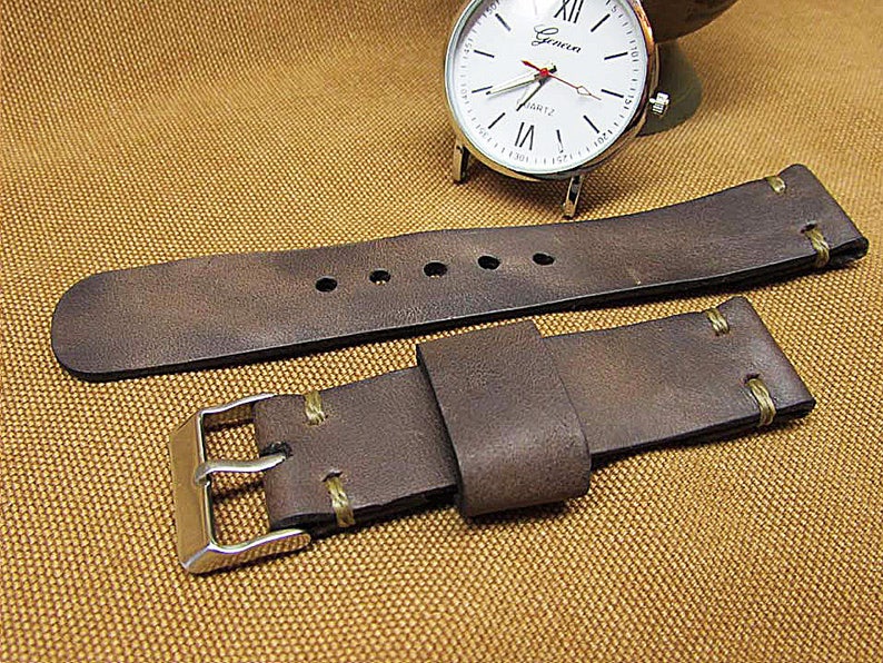 Handmade distressed leather Watch Strap 18mm 19mm 20mm | Etsy