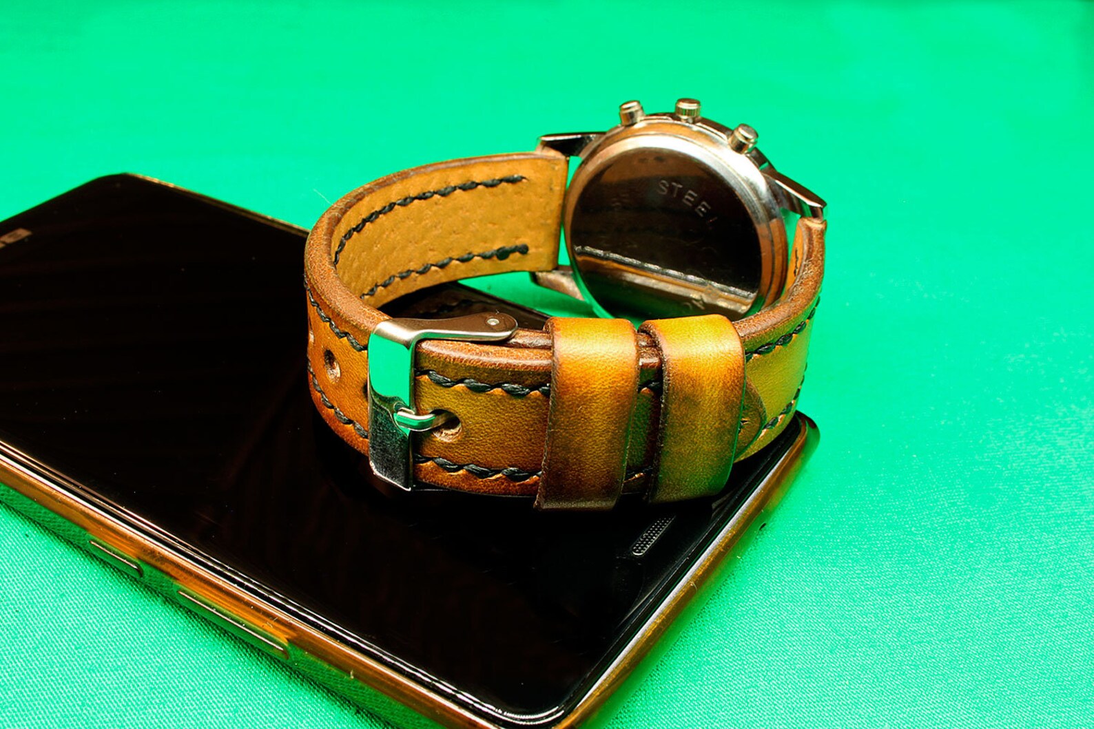 Handmade Leather Watch Strap With Whiskey Vegetable Tanned - Etsy