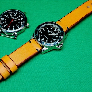 Handmade Leather Watch Strap With Camel Vegetable Tanned Leather, Watch ...