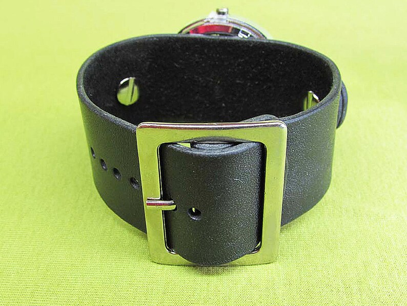Handmade Black Leather Cuff Watch Strap 16mm 18mm 20mm - Etsy
