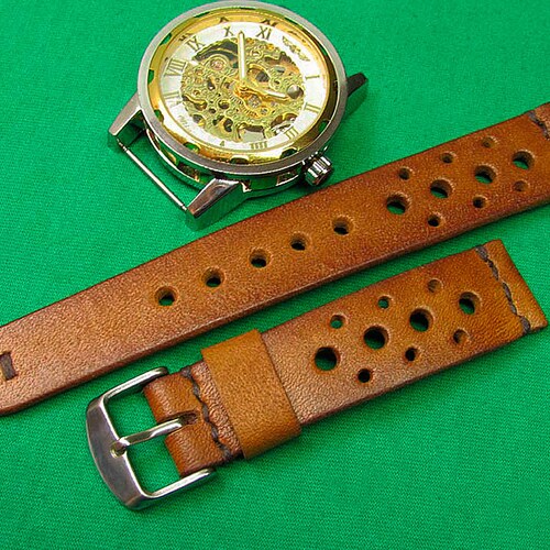 18mm 20mm 22mm 24mm Genuine Leather Cross Stitched Watch Strap | Etsy