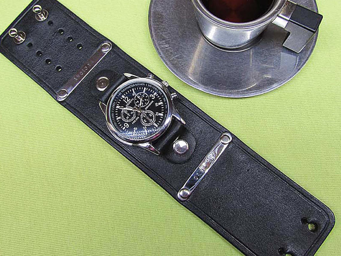 Handmade Black Watch Cuff Strap Watch Band 16mm 18mm 20mm - Etsy