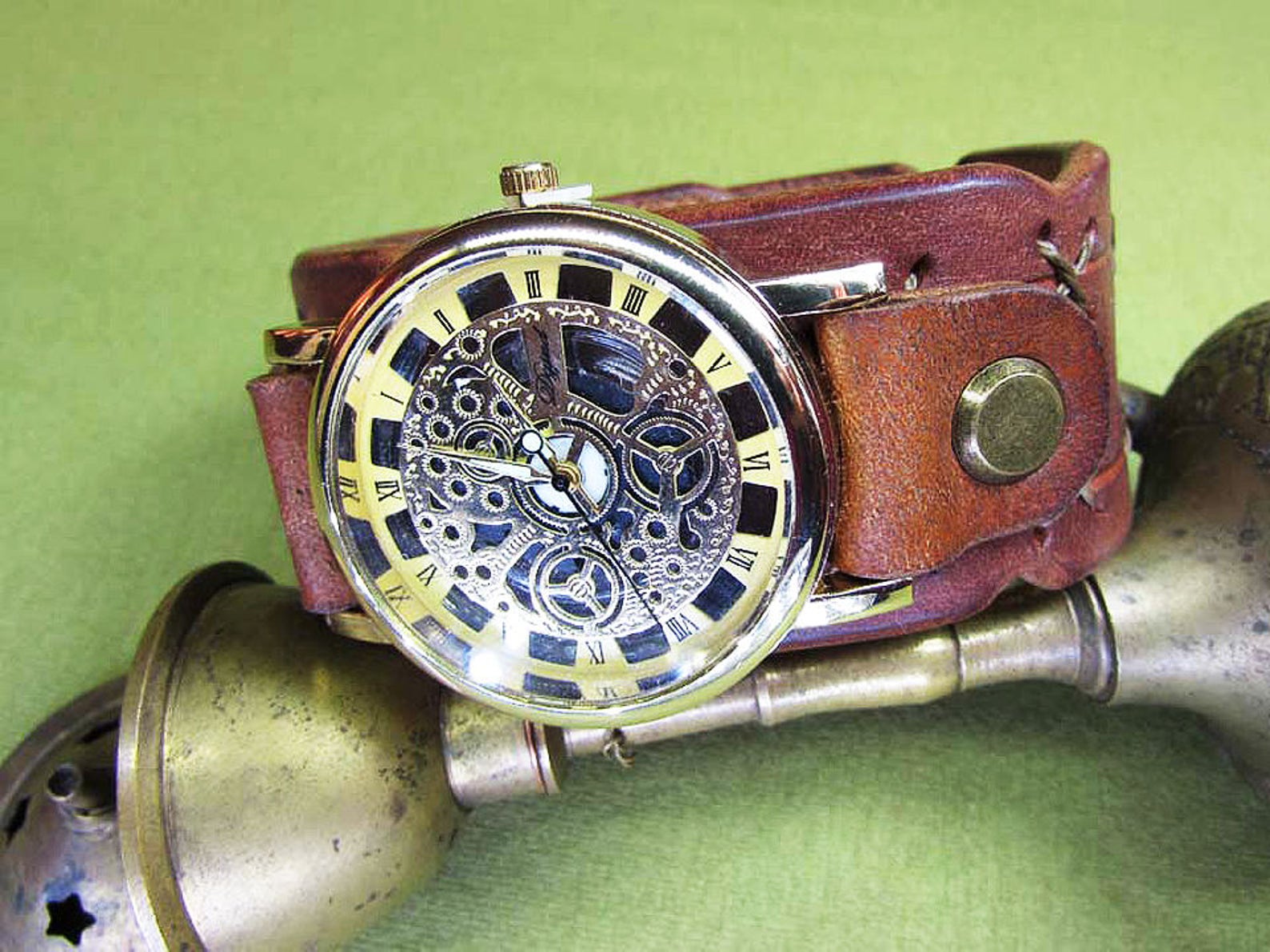 Handmade Brown Watch Cuff Strap Mens Leather Watch Strap - Etsy