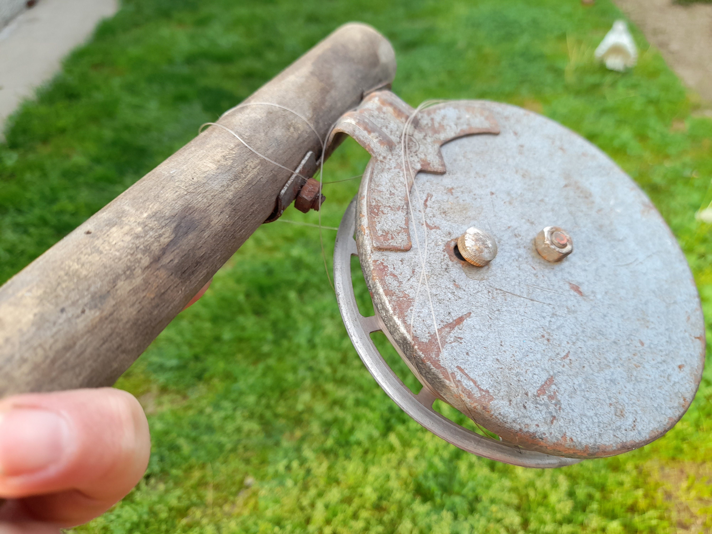 Primitive fishing rod/Large fishing reel/Vintage | Etsy