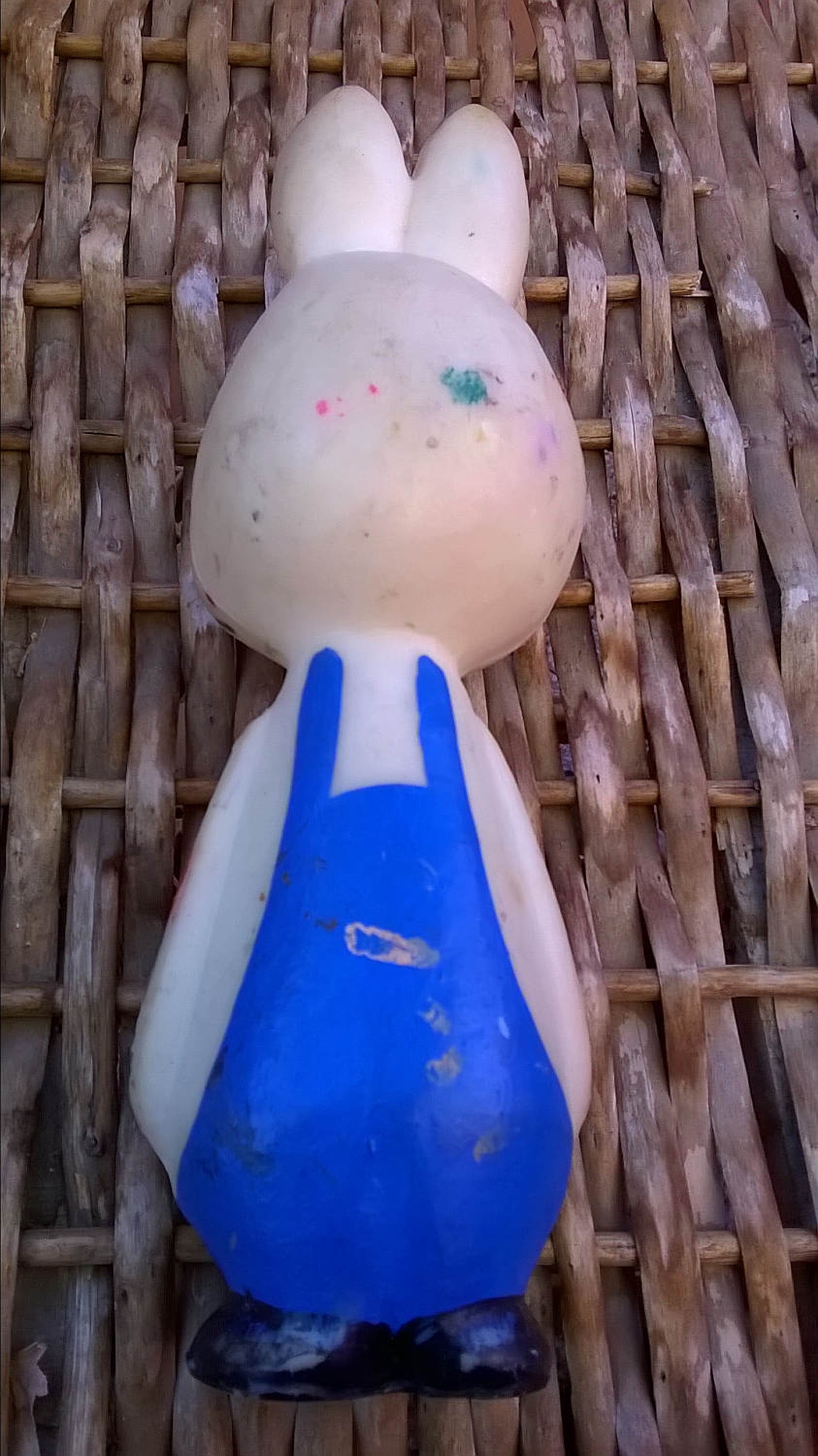 Rubber Bunny Rubber Toy/white Bunny With Blue Pants and Pink - Etsy