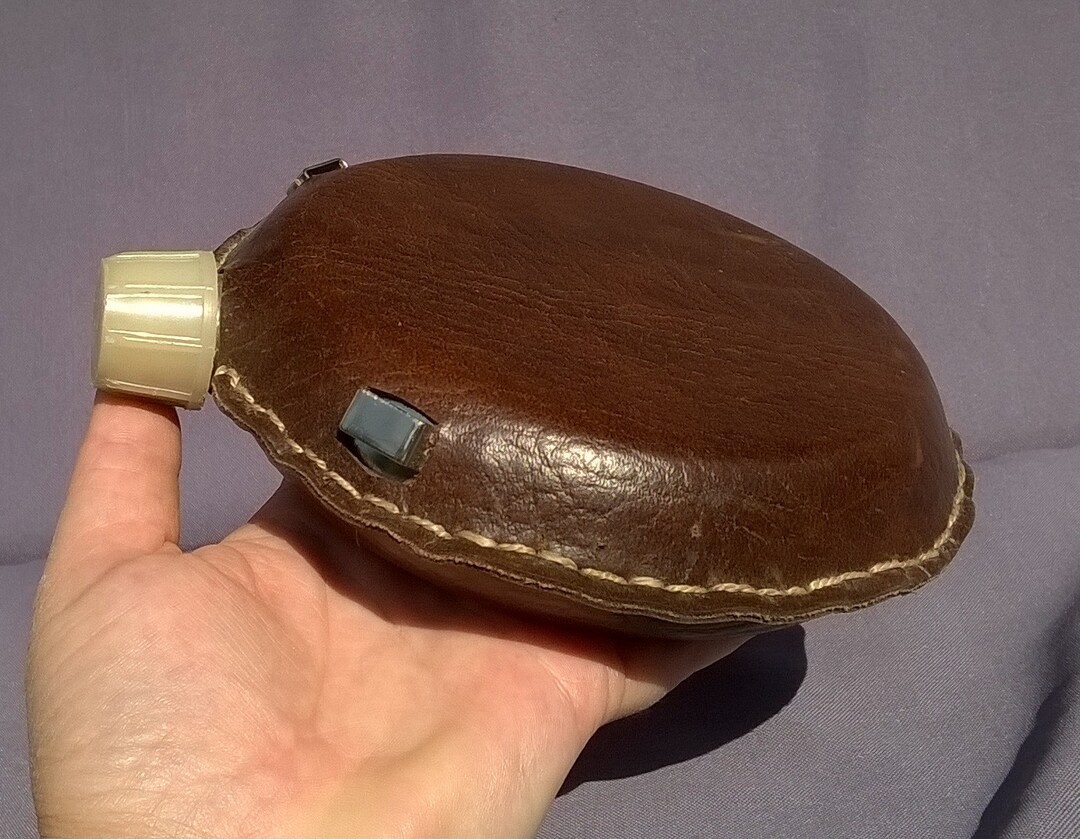 Aluminum Flask in Leather Case/vintage Hip Flask/15 Fl.oz Drinks/retro ...