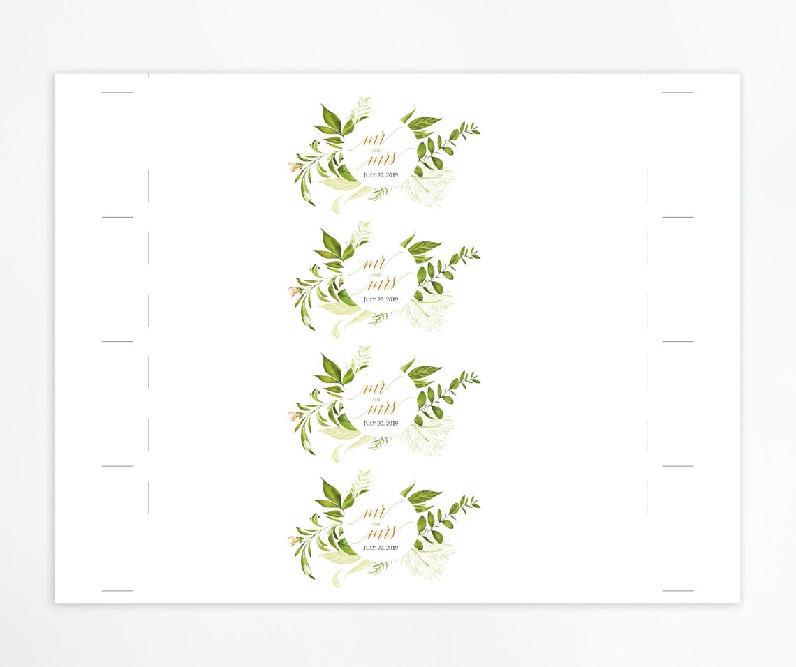 Water Bottle Label Green Floral Water Bottle Labels DIY - Etsy