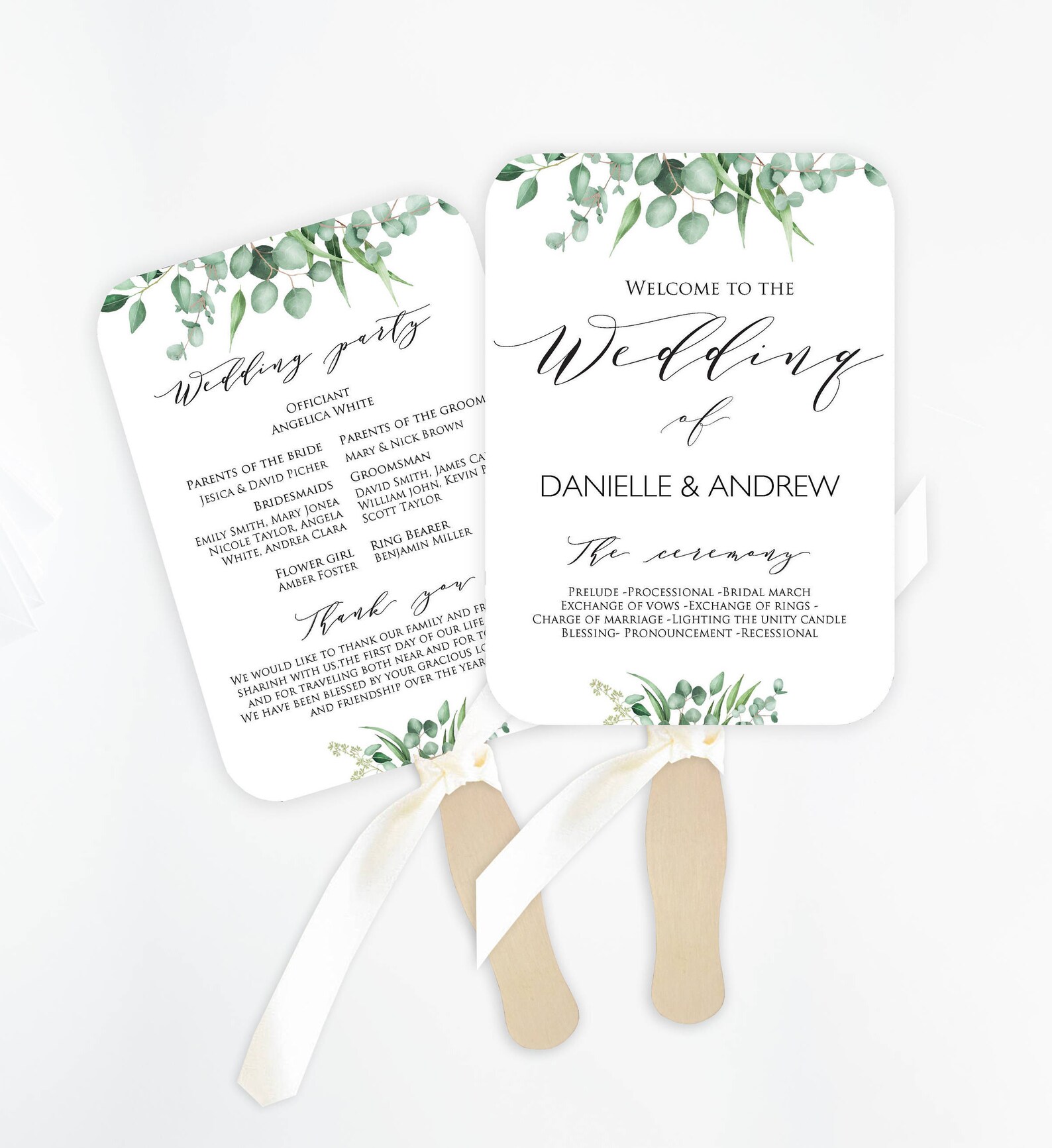 Greenery Fan Programs Template Wedding Fan Program Template - Etsy