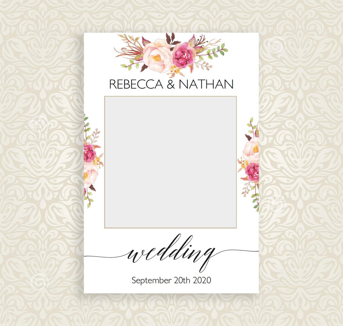 Photo Booth Frame Photo Prop Wedding Burgundy Flowers Red - Etsy