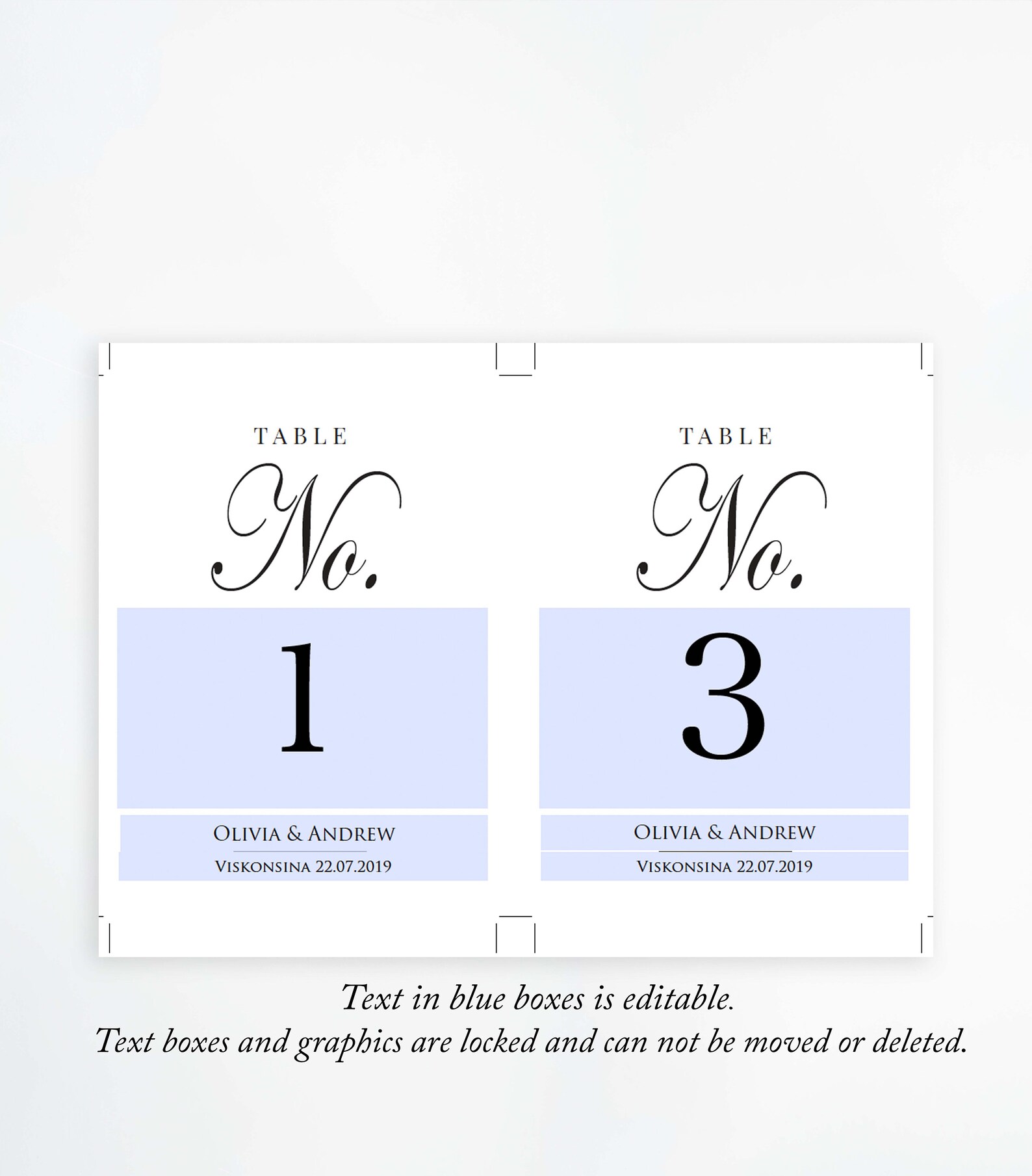 Table Number Card Template Table Number Cards Editable | Etsy